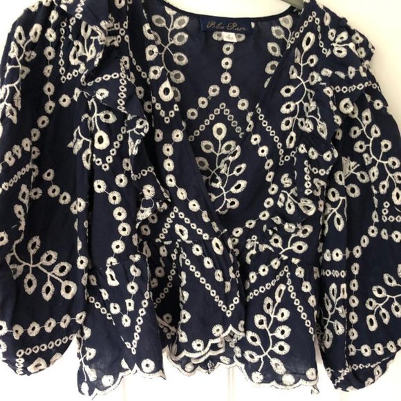 Blue Rain | Tops | Blue Rain Dark Navywhite Eyelet Top | Poshmark